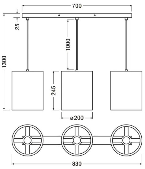Ledvance - Lustr na lanku DECOR CARDBOARD 3xE27/15W/230V
