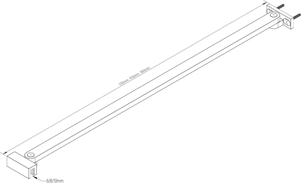 Erga Paris, rohová vzpěra pro sprchové zástěny o tloušťce skla 6(8)mm, délka 35cm, chromová, ERG-V02-PARIS-BAR35-CR