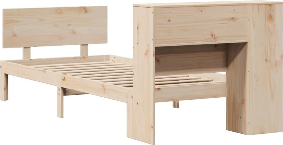 Postel s knihovnou bez matrace 75 x 190 cm masivní borovice 3322642