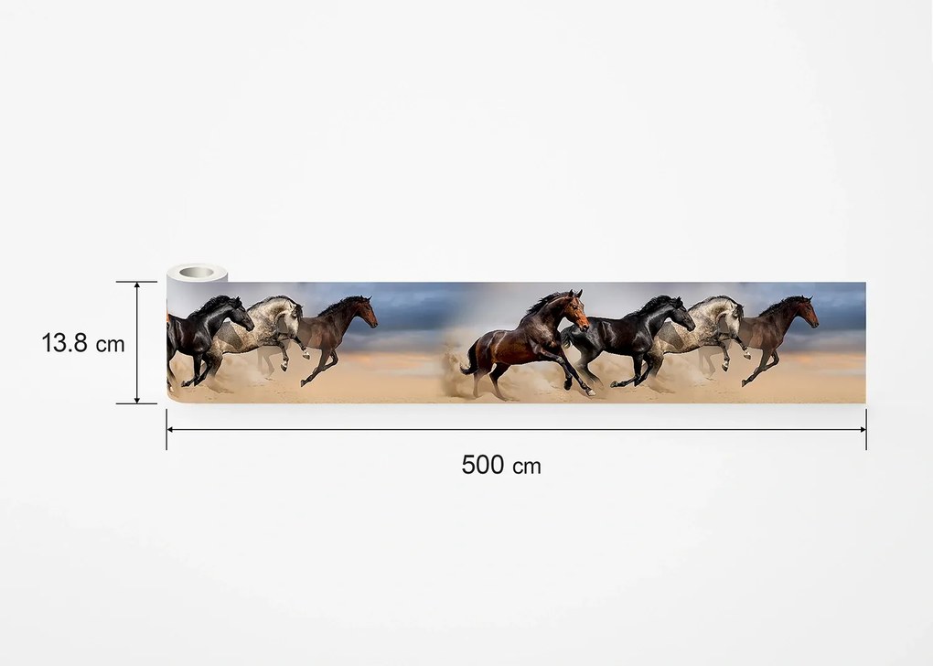 Samolepící bordura na zeď Koně | 5 m x 13.8 cm | DWB8242