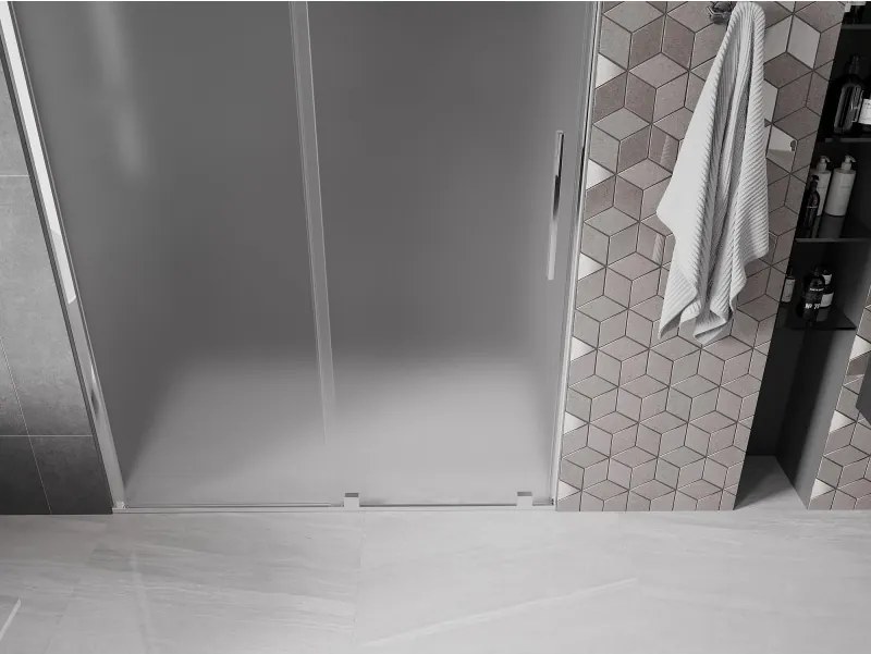Mexen Velar, posuvné sprchové dveře do otvoru 140 cm, 8mm sklo námraza, chromová, 871-140-000-31-01