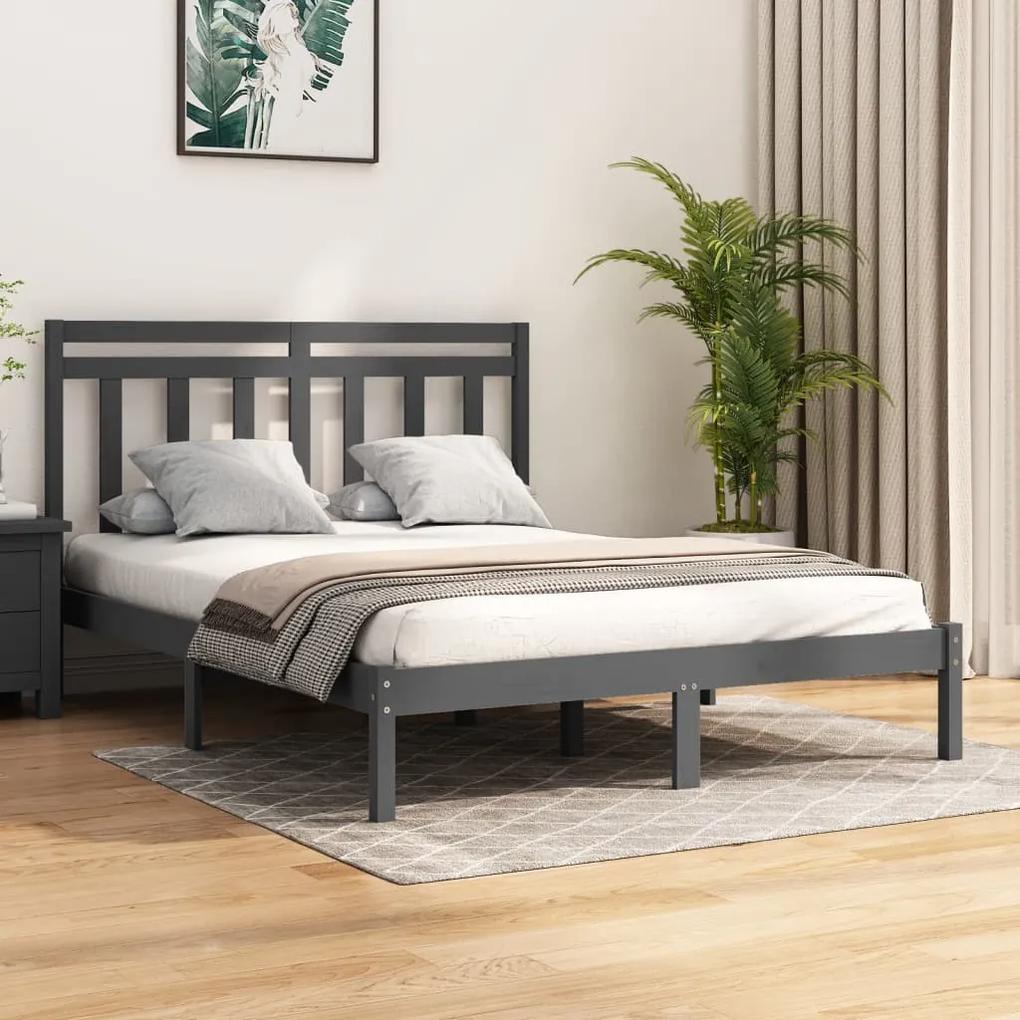 Rám postele šedý masivní dřevo 150 x 200 cm King Size,  3105257