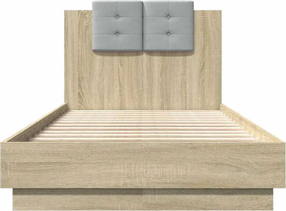 Rám postele s čelem a LED osvětlením dub sonoma 75 x 190 cm 3210068