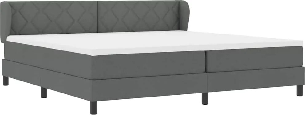 Postel s boxspringem s čelo Tmavě šedá 200 x 200 cm textil 3340109