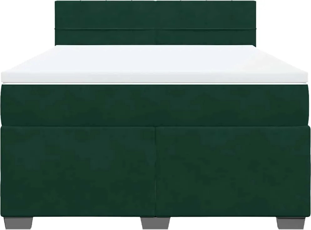 Box spring postel s matrací tmavě zelená 140x200 cm samet 3288633