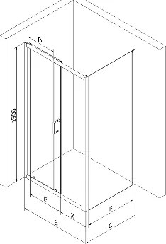 Mexen APIA sprchový kout 130x70, čiré sklo/černý profil, 840-130-070-70-00