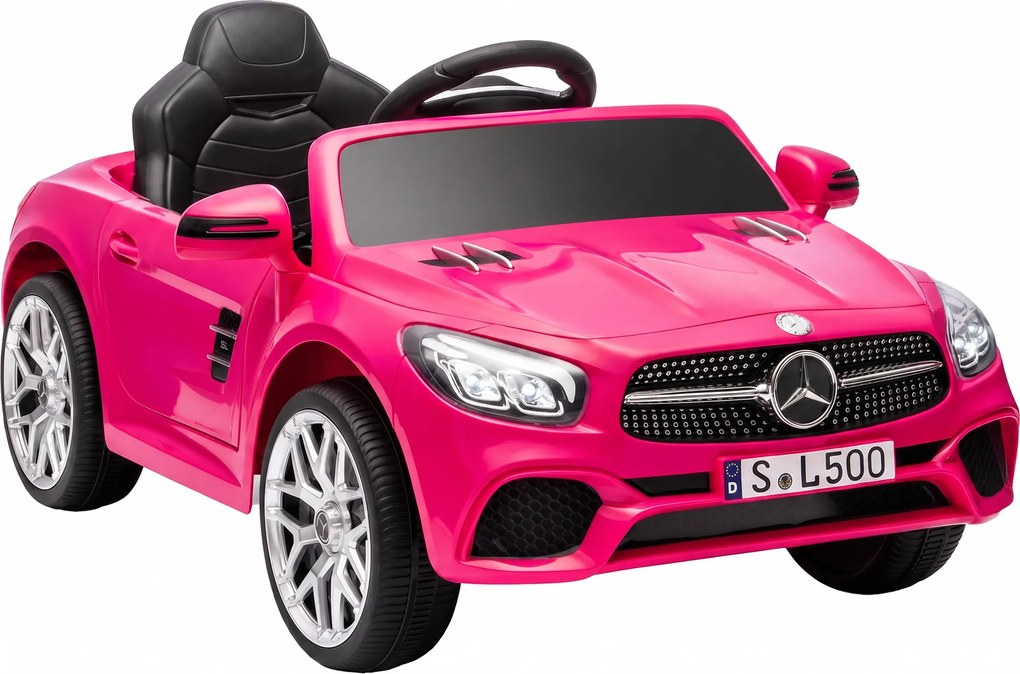 AIYAPLAY dětské elektrické auto Mercedes-Benz SL500 12V s 2,4 GHz dálkovým ovládáním, 2 motory, odpružení, jemný start, růžové