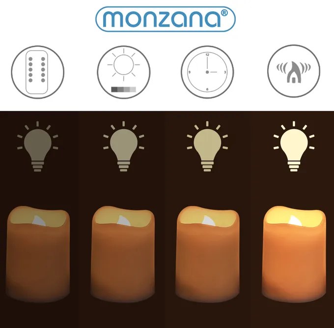 Monzana LED voskové svíčky 12 ks s dálkovým ovládáním 107579