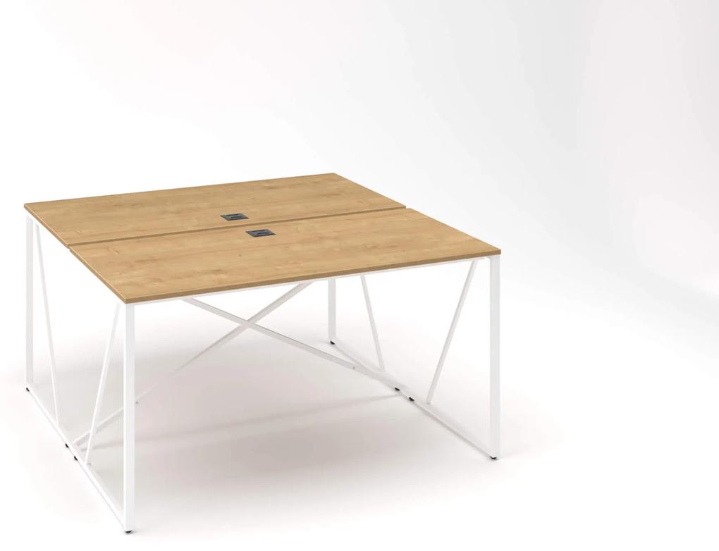 Psací stůl Dvoumístný Lenza PROX 138/67 Dekor stolové desky: dub Hamilton, Barva podnože: bílá