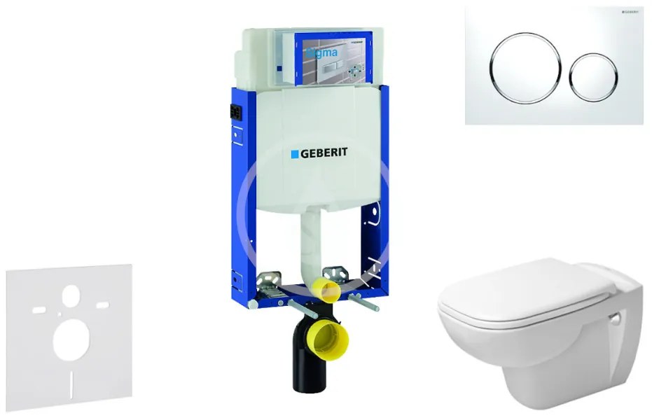 Geberit - modul pro zÃ¡vÄsnÃ© wc s tlaÄÃ­tkem sigma20, bÃ­lÃ¡/lesklÃ½ chrom + duravit d-code - wc a sedÃ¡tko, rimless, softclose