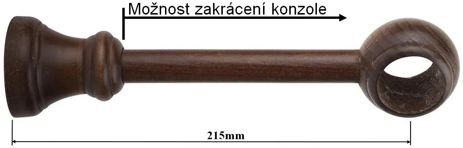 GARNÝŽE-HEBR Garnýž dřevěná ořech jednoduchá 360 cm