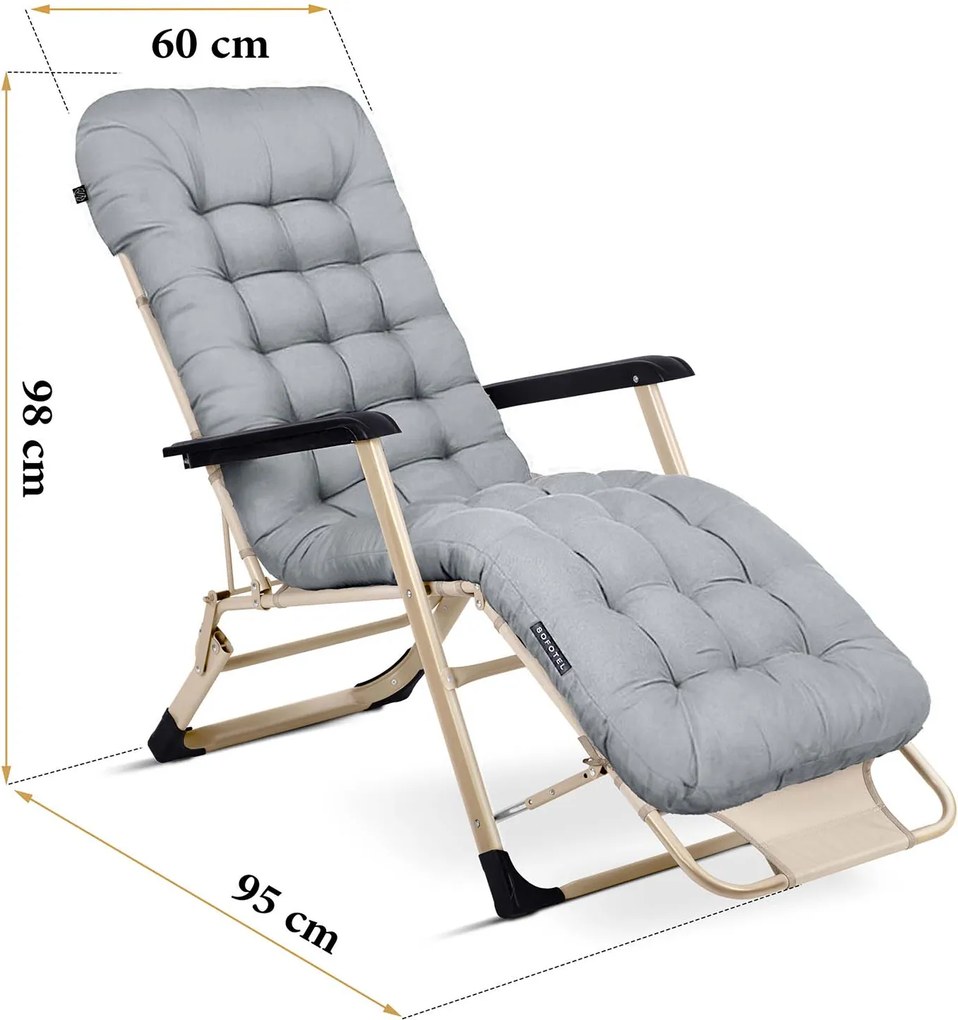Skládací zahradní lehátko s polštářem Sofotel ChillWell světle šedé