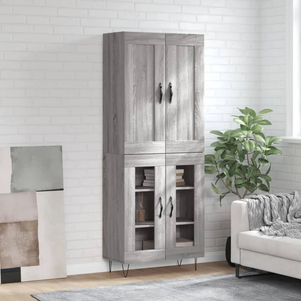 Skříň highboard šedá sonoma 69,5 x 34 x 180 cm kompozitní dřevo
