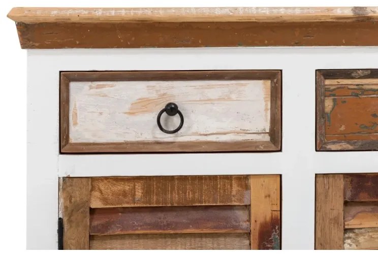 furniture-nabytek.cz - Masivní 2-dveřová komoda Perano z recyklovaného tvrdého dřeva, lakovaná, bílá/barevná – 90×42×95 cm