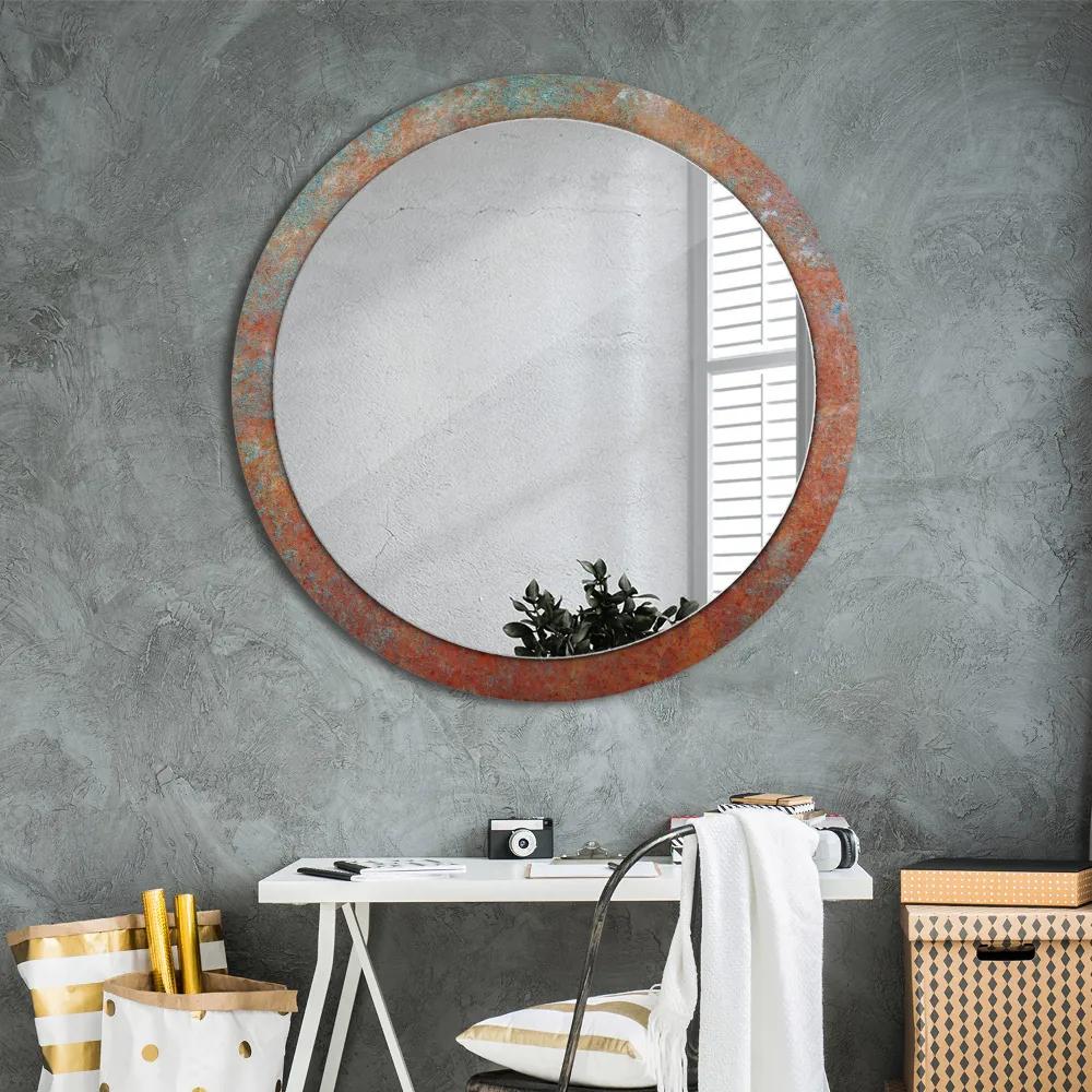 Kulaté dekorativní zrcadlo na zeď Rezavý kov fi 100 cm