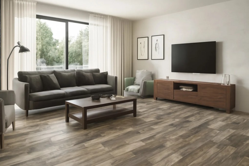 Beaulieu International Group, PVC podlaha - lino Domo 2154, na míru, šíře 2m,3m,4m, hnědá, bez podkladu, koupelna