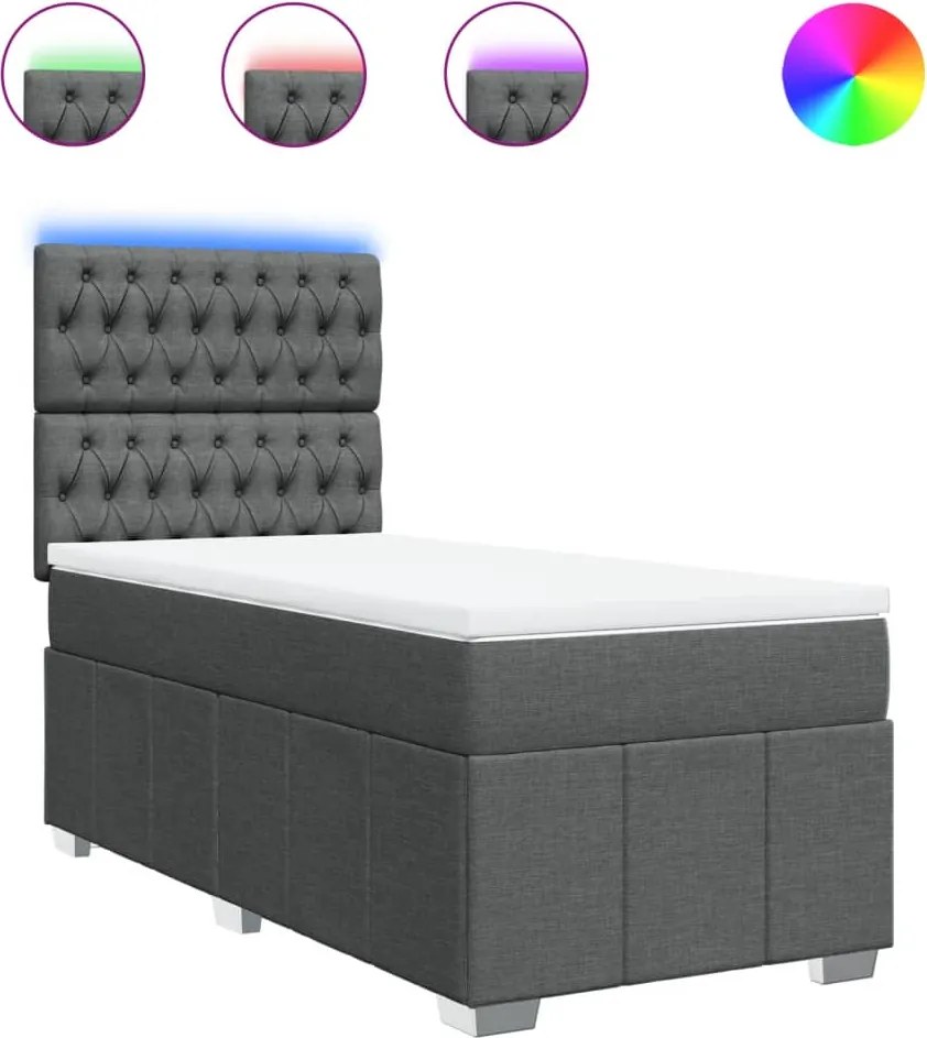 Box spring postel s matrací tmavě šedá 80 x 200 cm textil 3293803