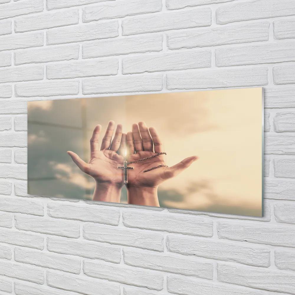 akrylový obraz Cross Hands nebe 120x60 cm