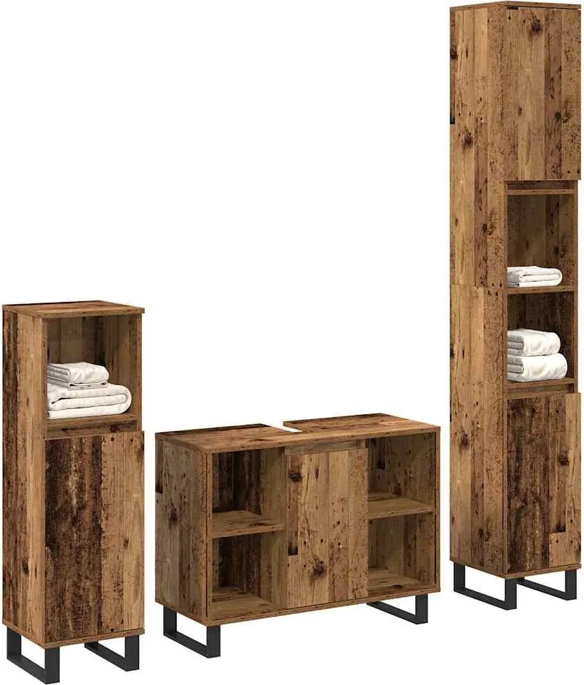 Sada koupelnového nábytku 3 ks Hnědá 30 x 30 x 180 cm 3378510