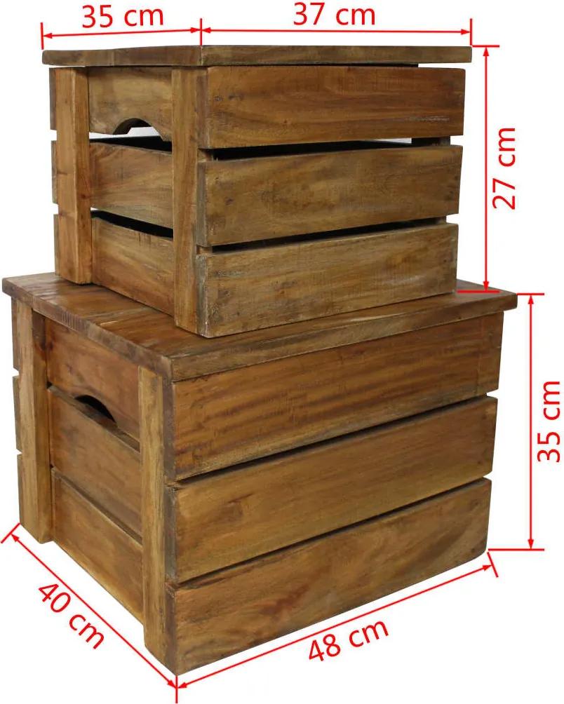 vidaXL 2dílná sada úložných boxů z masivního recyklovaného dřeva [244498]