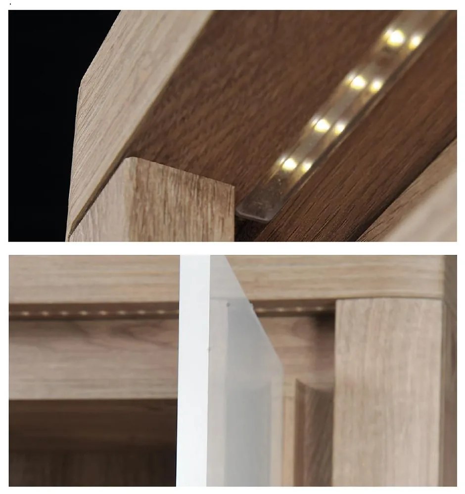 Obývací stěna LIVINIO | 5 dílů | 232,5 cm + 144 cm + 110x63 cm | sestava B | V CENĚ LED LIŠTY | ribbeck/bílá lesk