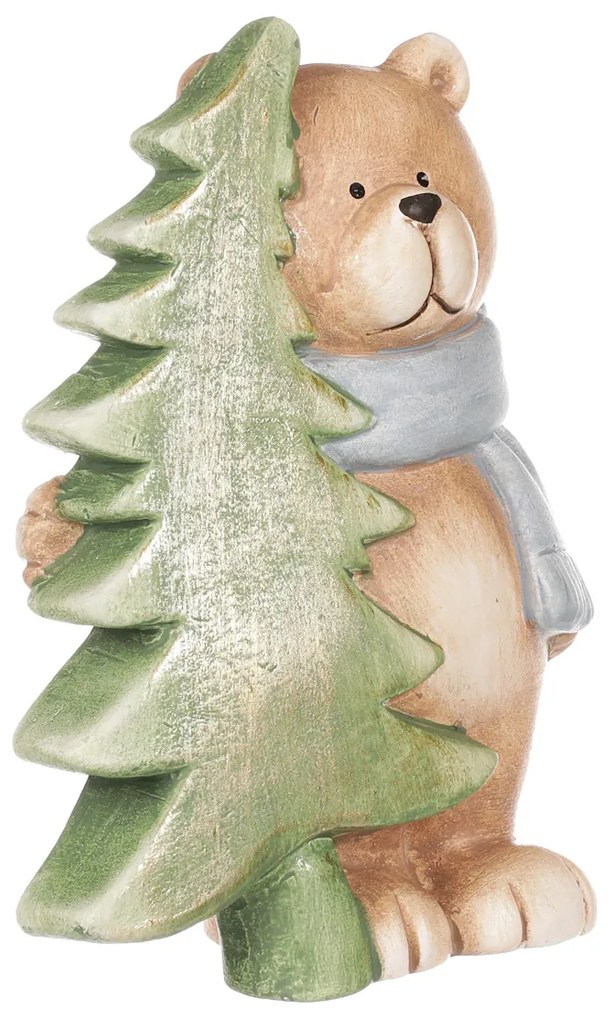 Medvěd se stromkem, keramická dekorace MT457