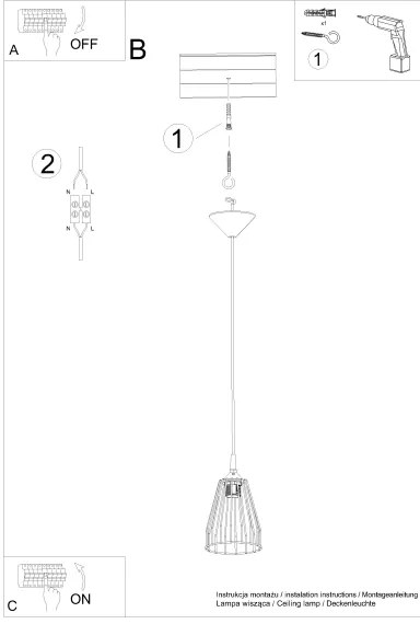 Sollux SL.1205 - Lustr na lanku LEYO 1xE27/15W/230V černá