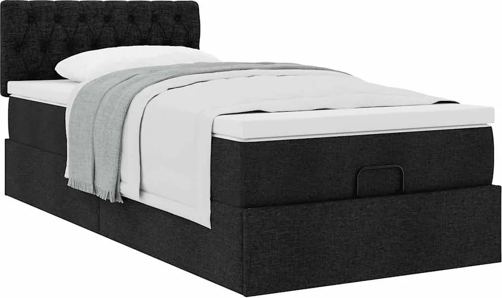 Osmanský postel s matrací černá 100x200 cm textil 3311520