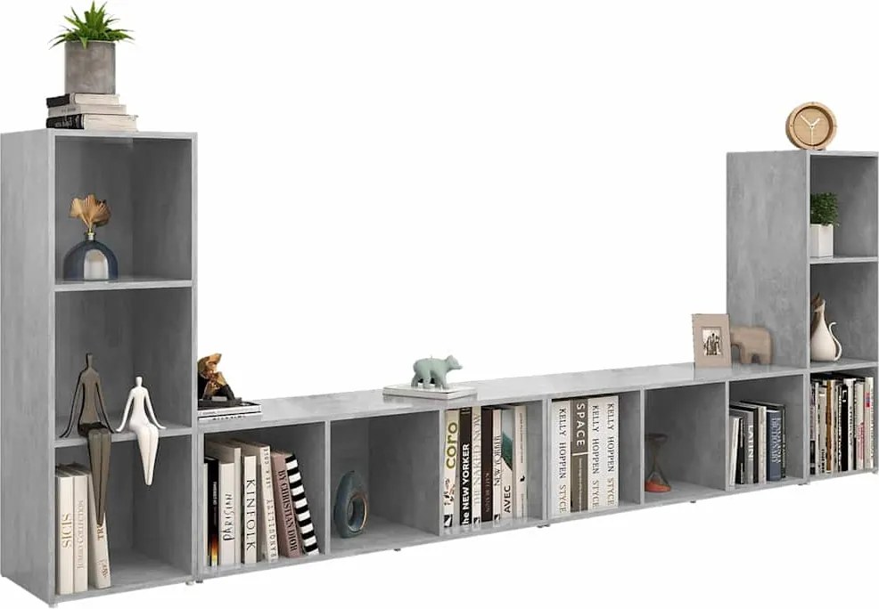 TV skříňky 4 ks betonově šedé 107 x 35 x 37 cm dřevotříska 3080037