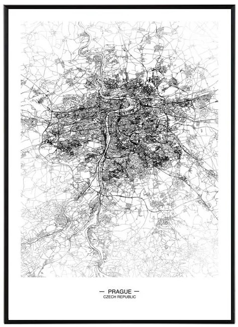 Prague map - 50x70 cm Obraz