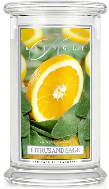 Kringle Candle – vonná svíčka Citrus and Sage (Citrusy a šalvěj), 624 g