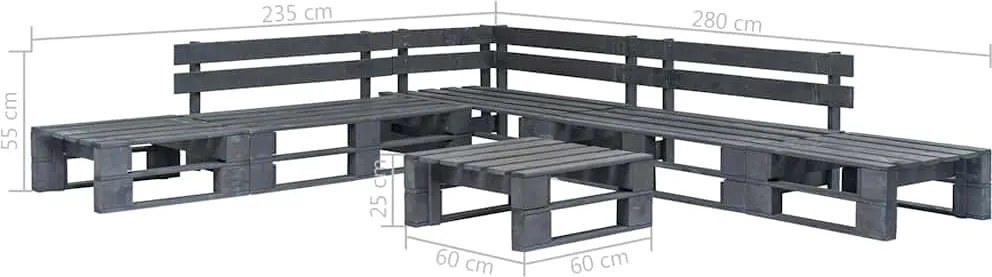 6dílná zahradní sedací souprava z palet dřevo šedá 276318