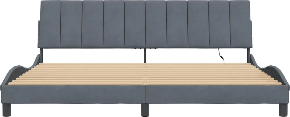 Rám postele s LED osvětlením bez matrace Hanko tmavě šedý 200 x 200 cm samet 3213800