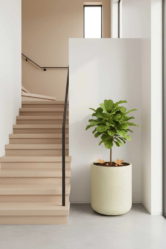 Kulatý květináč CHICO, sklolaminát, průměr 50 x výška 60 cm, krémový