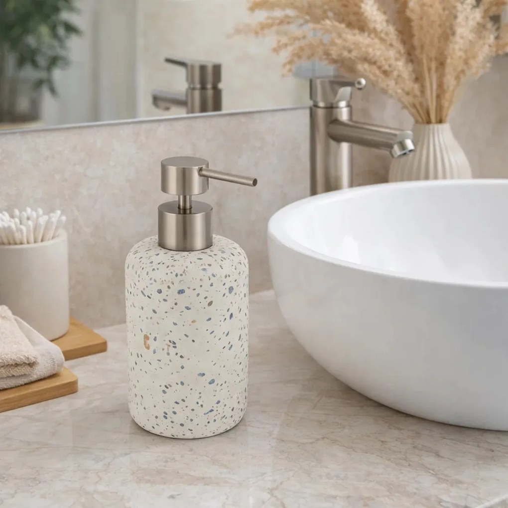 Sada koupelnových doplňků Terrazzo, kombinace barev/s prvky v barvě nerezu