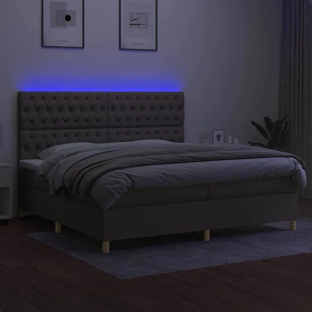Box spring postel s matrací a LED taupe 200x200 cm textil 3135705
