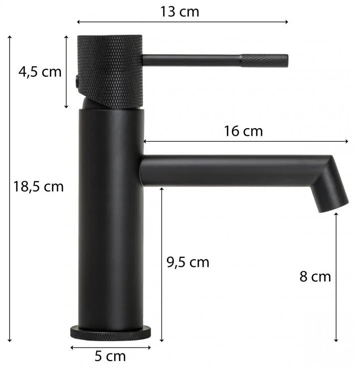 Erga Meri, umyvadlová baterie h-185, černá matná, ERG-YKA-BU.MERI-24-BLK