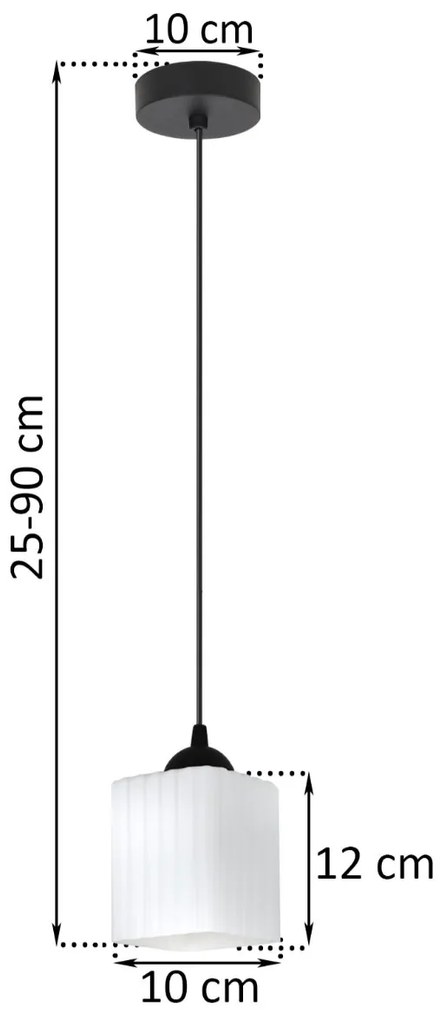 Závěsné svítidlo Riffle Square, 1x bílé skleněné stínítko, b