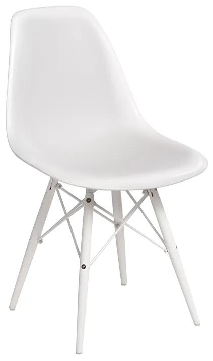 Design Project Bílá lesklá plastová židle DSW s bílou podnoží