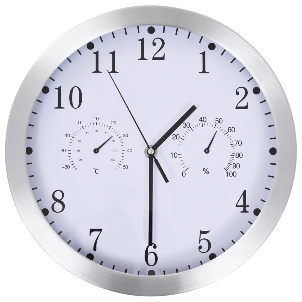 Nástěnné hodiny strojek Quartz vlhkoměr a teploměr 30 cm bílé,  50623