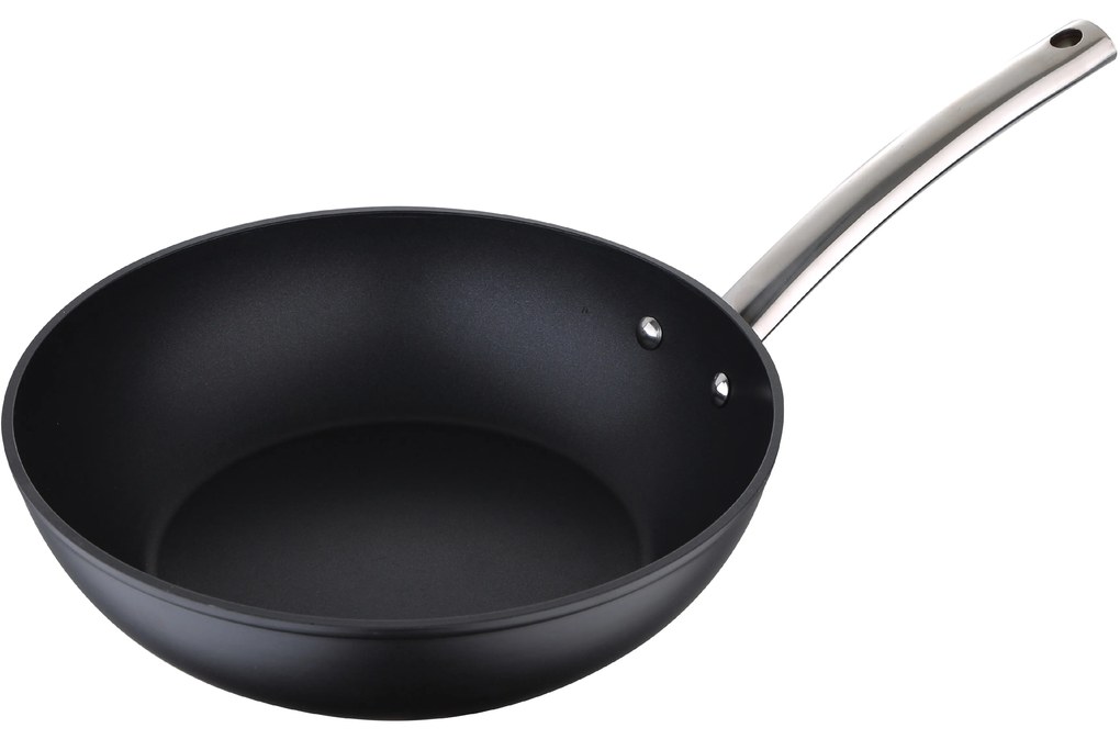 Wok pánev z kovaného hliníku Masterpro / 28 x 7,2 cm / černá