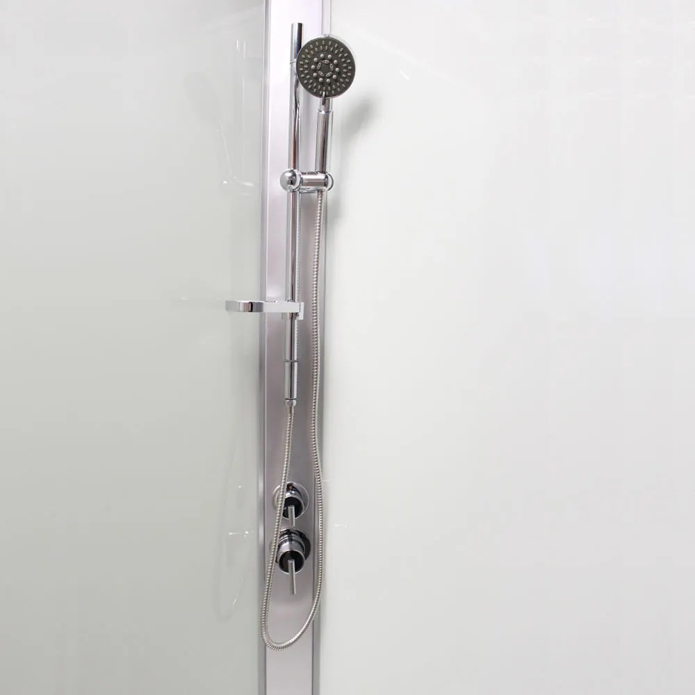 Mereo Mereo, Sprchový box bez střechy, čtvercový, satin ALU, sklo Point, zadní stěny bílé, CK34172KMW