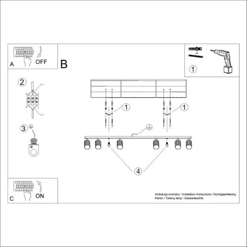 Stropní svítidlo SOLLUX KARBON 6L bílá GU10 6x10W bez žárovek SL.1547