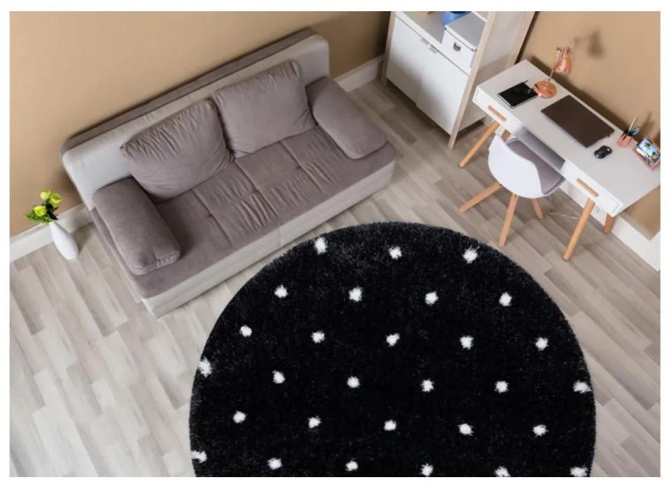 Kusový koberec shaggy Dots antracitový kruh 120cm