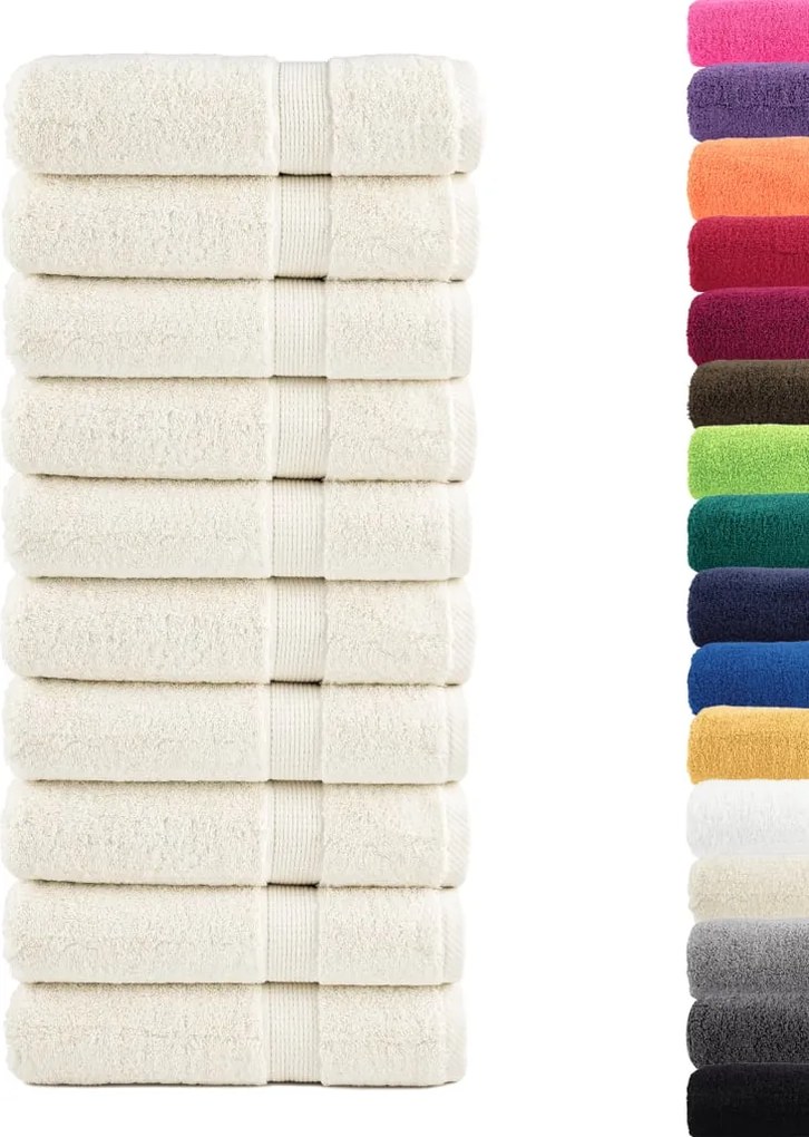 Premium ručníky SOLUND 10 ks krémové 50 x 100 cm 600 g/m² 137475
