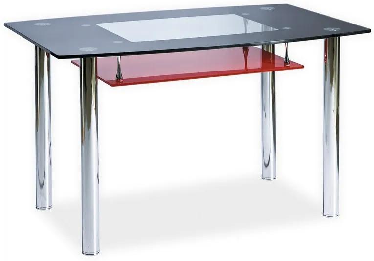 Černý jídelní stůl s červenou poličkou typ A KN305