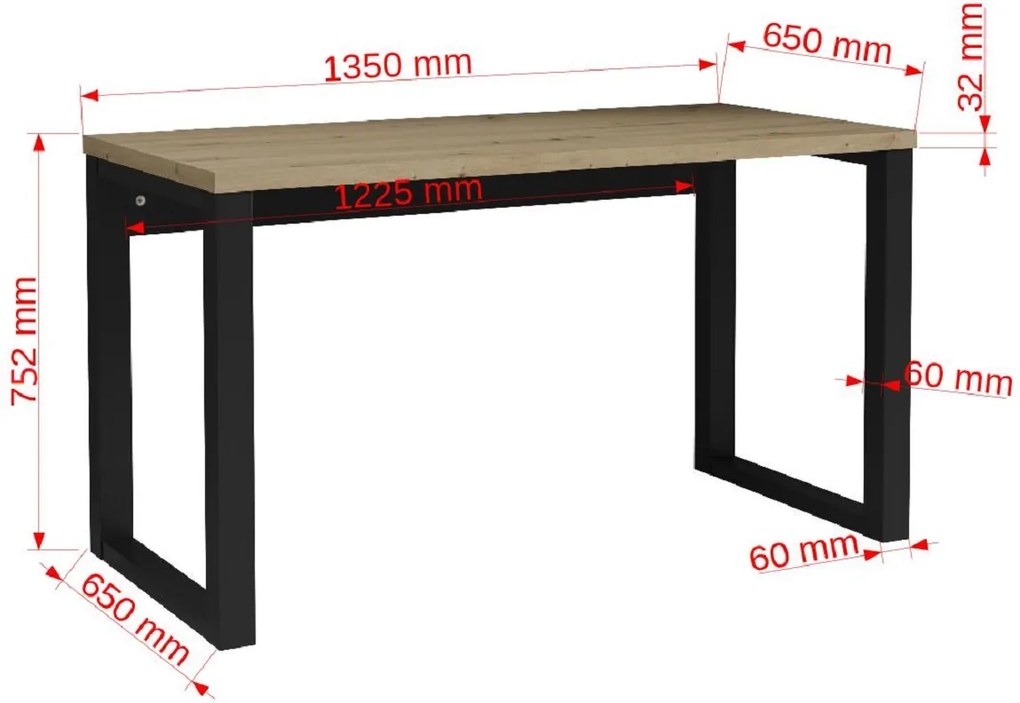 ADRK PC stůl MARO B-ART, dub artisan/černá