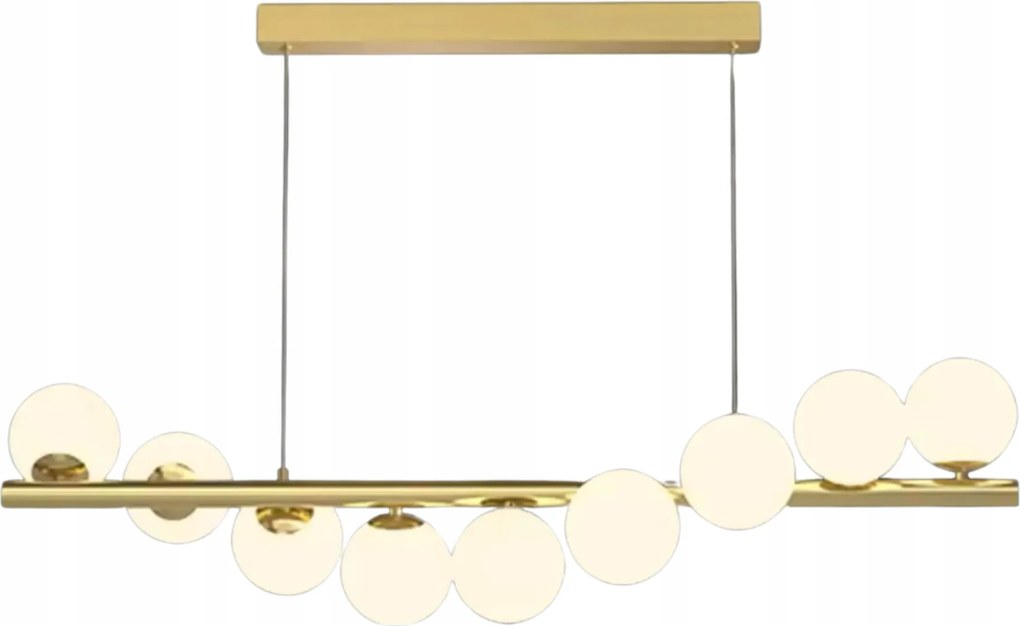 Závěsná lampa Golden Stripe 120 cm 11 kuliček moderní mosazný Led ostrov