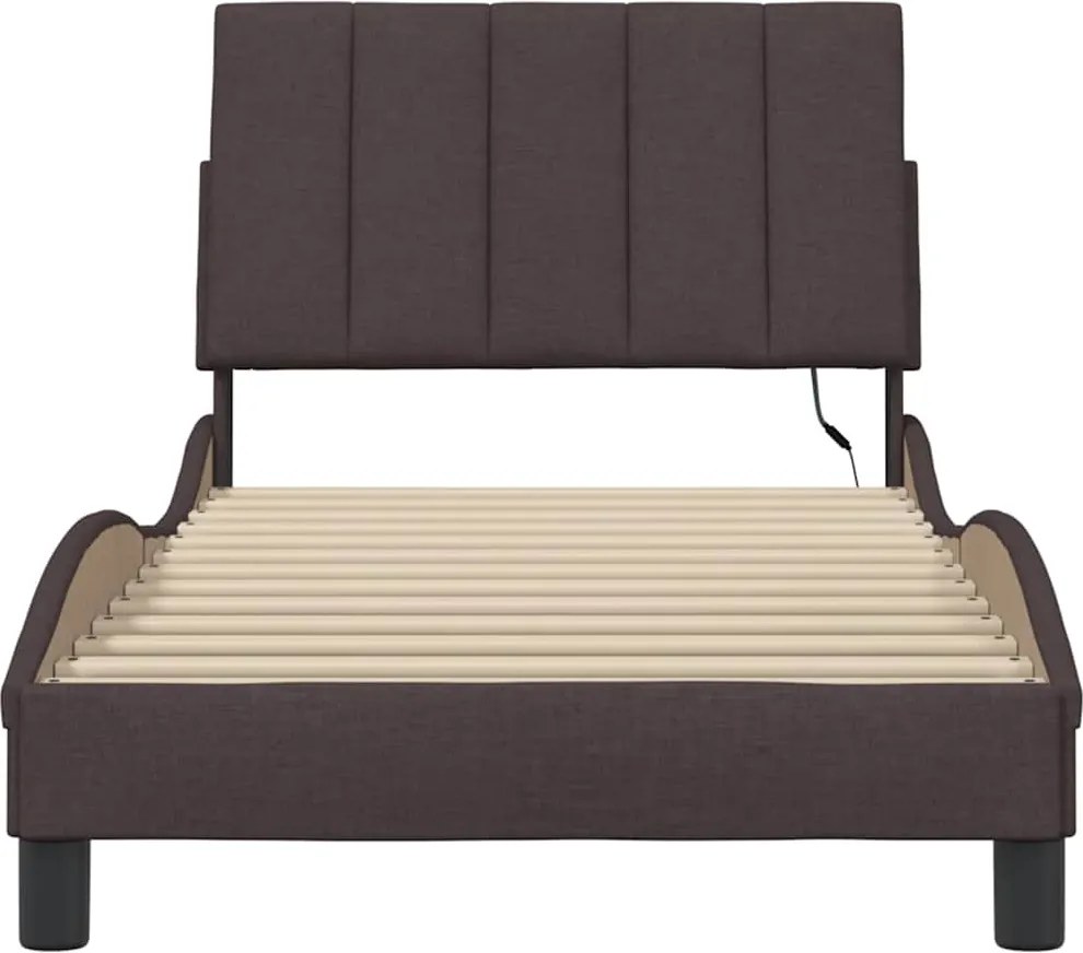 Rám postele bez matrace Hanko tmavě hnědý 90 x 200 cm textil 3310436