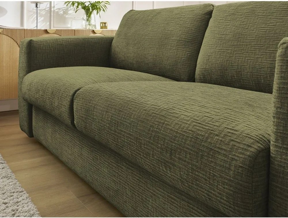 Zelená žinylková pohovka na každodenní spaní/rozkládací 220 cm Hugo – Bobochic Paris